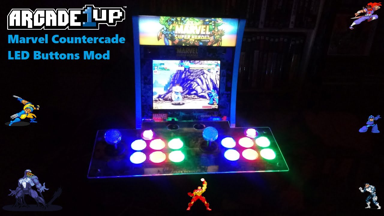 Arcade1Up Marvel Countercade LED Buttons Mod - YouTube