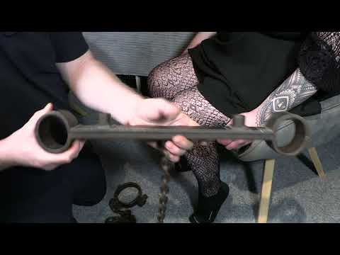 Deutsche 1860 Zuchthaus Gefängnis Fesselkombination Handcuffs Leg Irons Handschellen Prison Pranger