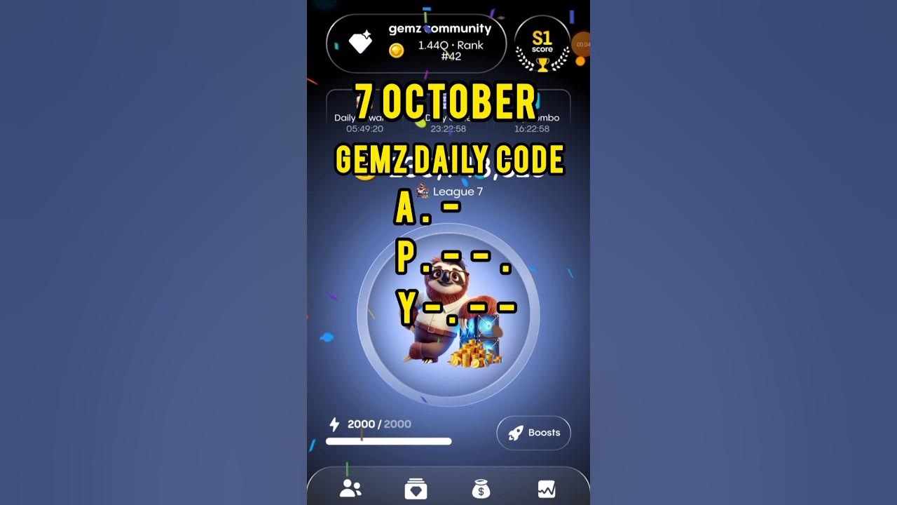 Today's Gemz daily code | gemz daily code 7-8 October | 7-8 October gemz daily code#money # ...