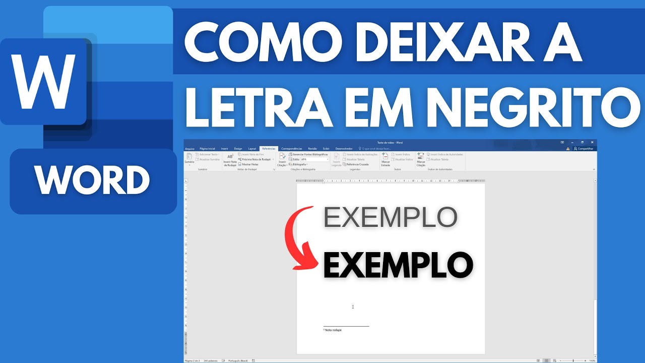 COMO DEIXAR a LETRA EM NEGRITO no WORD - PASSO a PASSO - YouTube