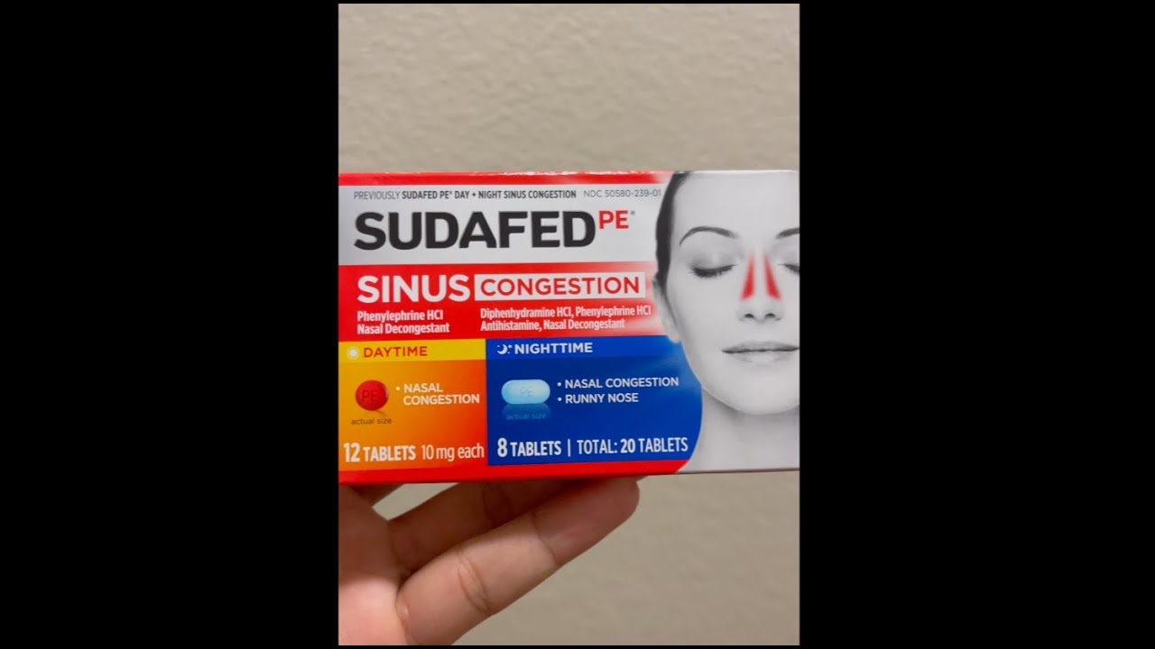 Sudafed PE Day + Night Maximum Strength Sinus Decongestant. - YouTube