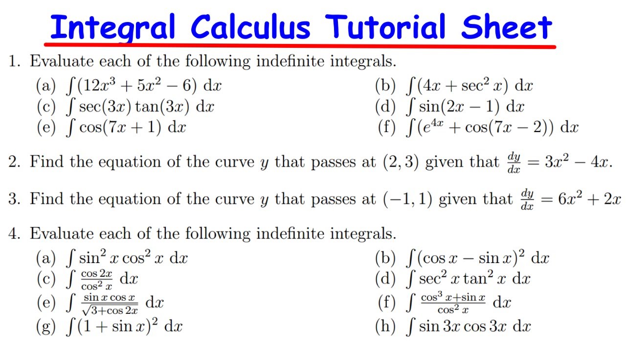 Integral Calculus - Tutorial Sheet 9 Solutions - YouTube