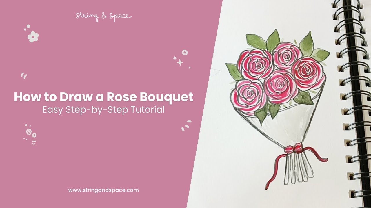 Easy Rose Bouquet Drawing Tutorial | Step-by-Step Guide for Beginners ...
