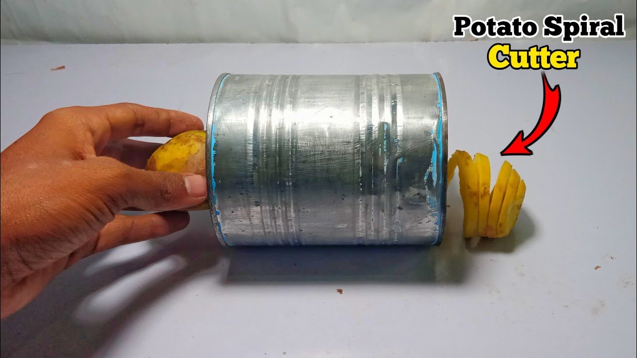 How To Make A Spiral Potato Cutter -DIY Spring Potato Machine - YouTube