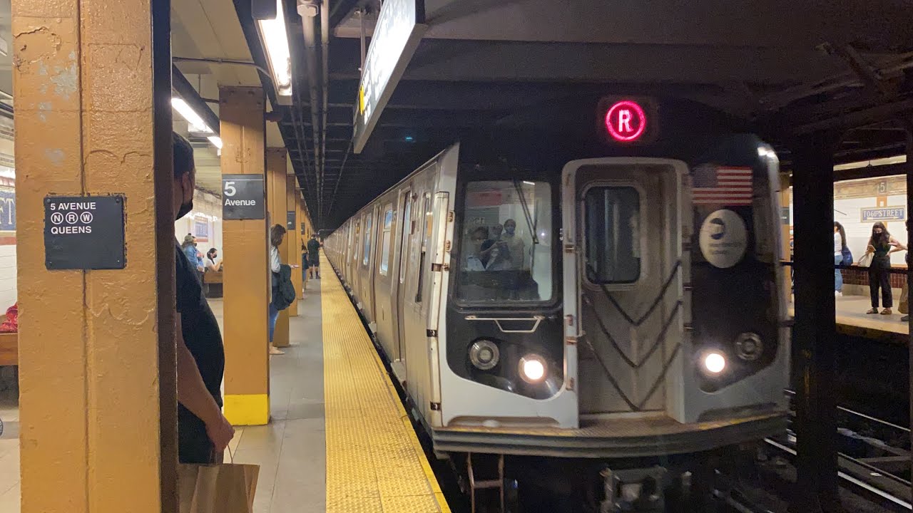 MTA | R160A-1 (R) Train Arriving & Departing 5th Avenue - YouTube