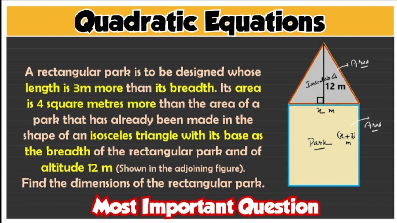 A rectangular park is to be designed whose length is 3m more than its ...