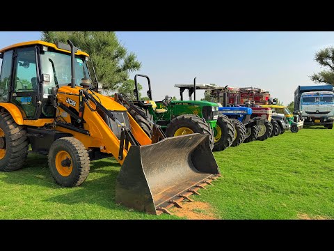Jcb 3dx loading Mud in TATA Tippers Tractors Swaraj 855 Fe New Holland 3630 Tractor newThar Truck