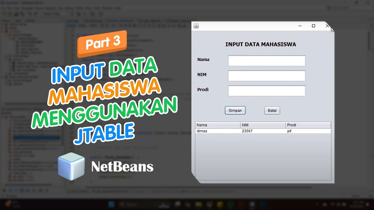 Cara menginputkan data ke dalam Table (JTable part 3: Insert, Update, and Delete) - YouTube