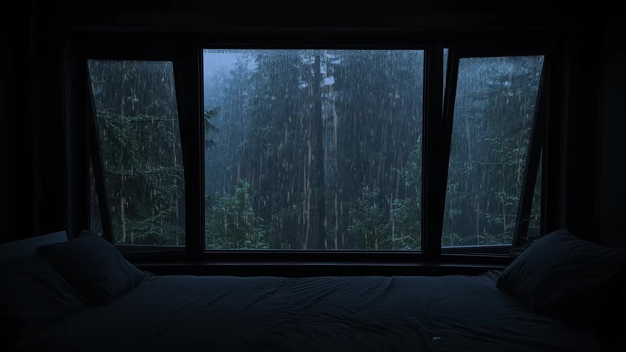 Sound Of Rain Falling Outside The Window - Heavy Rain In The Forest And ...