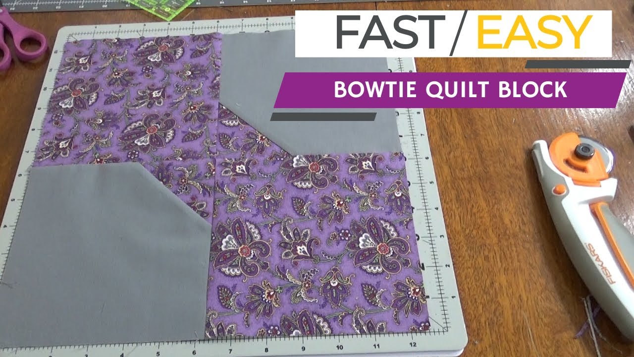 How to Sew A Fast and Easy Bow Tie Quilt Block - #ThursdayThreads - YouTube