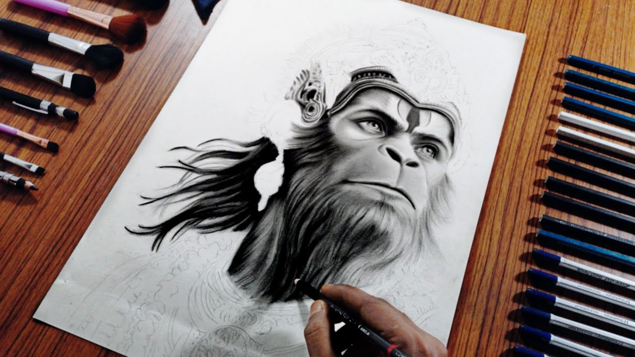 Lord Hanuman Drawing | Hanuman ji pencil drawing | Sn Art @SnArt ...