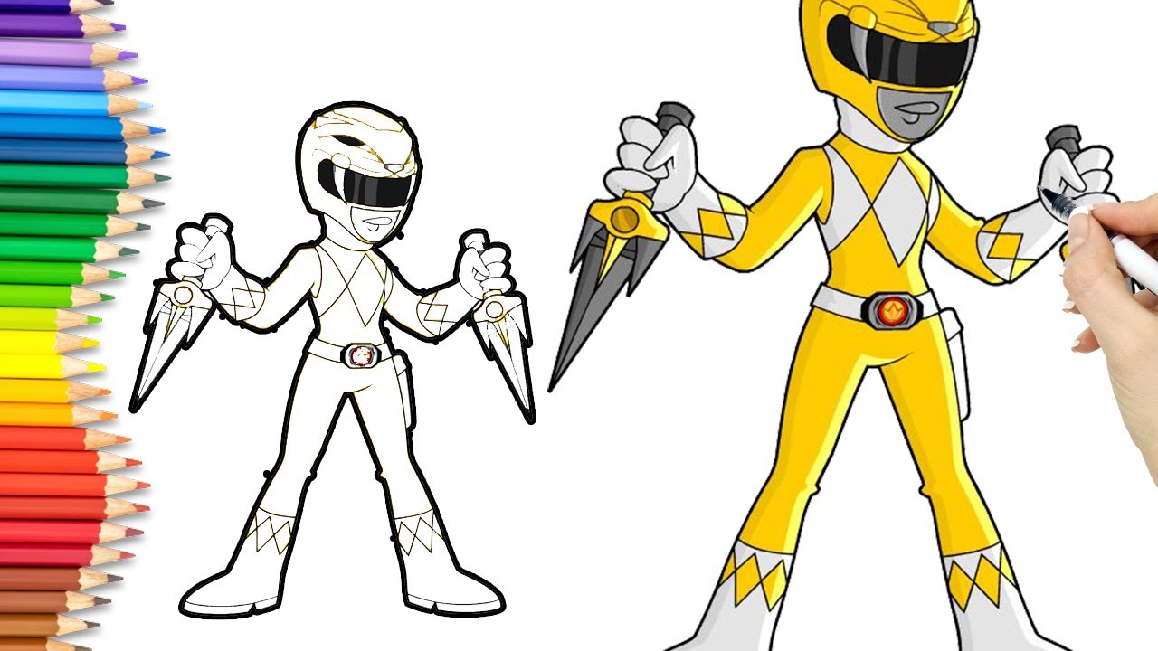 How to draw Yellow Power Ranger || Power Ranger robot drawing - YouTube