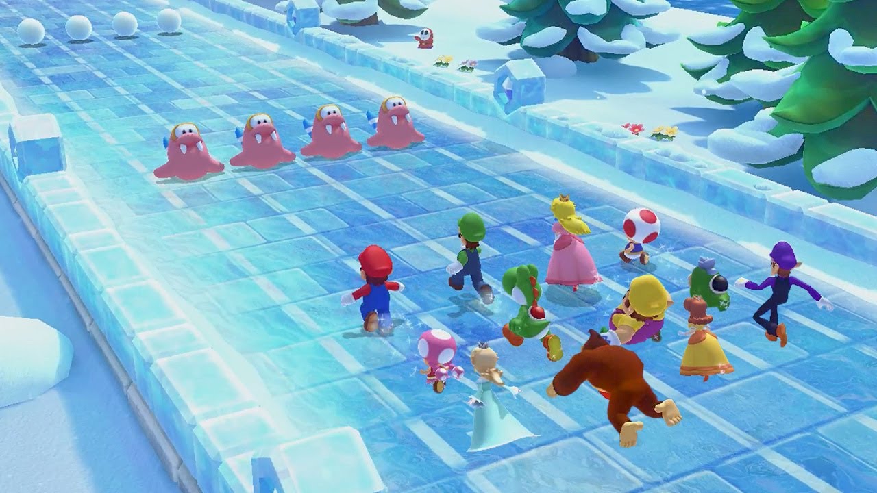 Mario Party 10 Minigames - Mario vs All Characters in Ice Slide, You ...