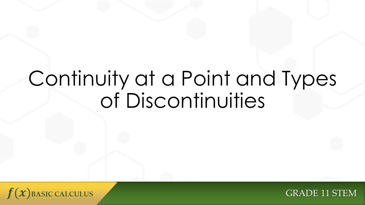 Continuity at a Point and Discontinuities | Basic Calculus - YouTube