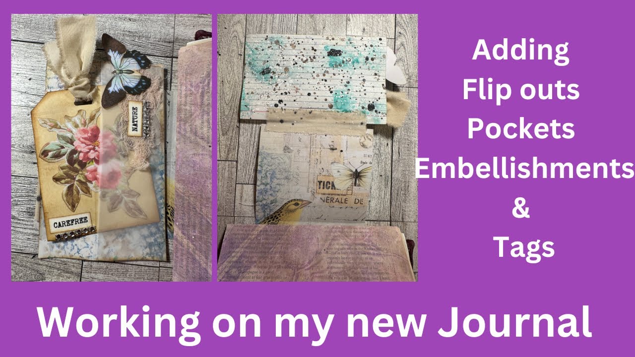 Working on my newest Journal Pages- Adding Flips Pockets and tags # ...