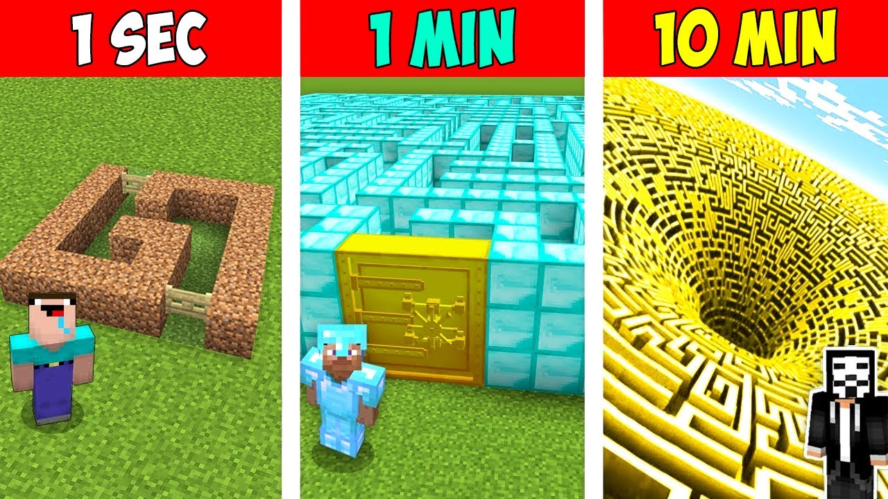 Best Security Maze Build Challenge (1 Sec Vs 2 Mins Vs 10 Mins) - YouTube