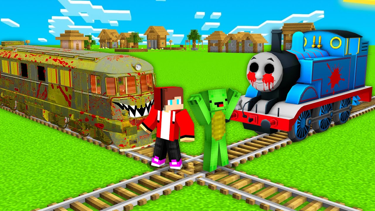 JJ and Mikey in Thomas vs Horror Train CHALLENGE in Minecraft survive Maizen - YouTube