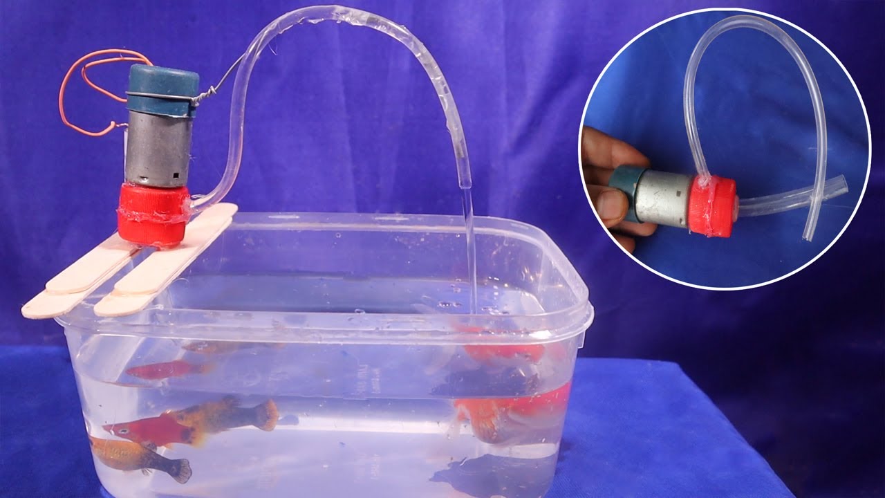 How to make mini water pump - oxygen algae for mini fish tank - YouTube