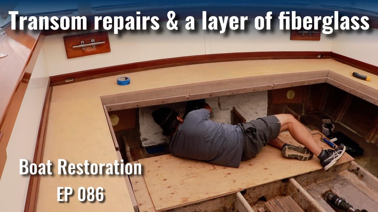 Transom repairs & a layer of fiberglass - Boat Restoration EP086 - YouTube