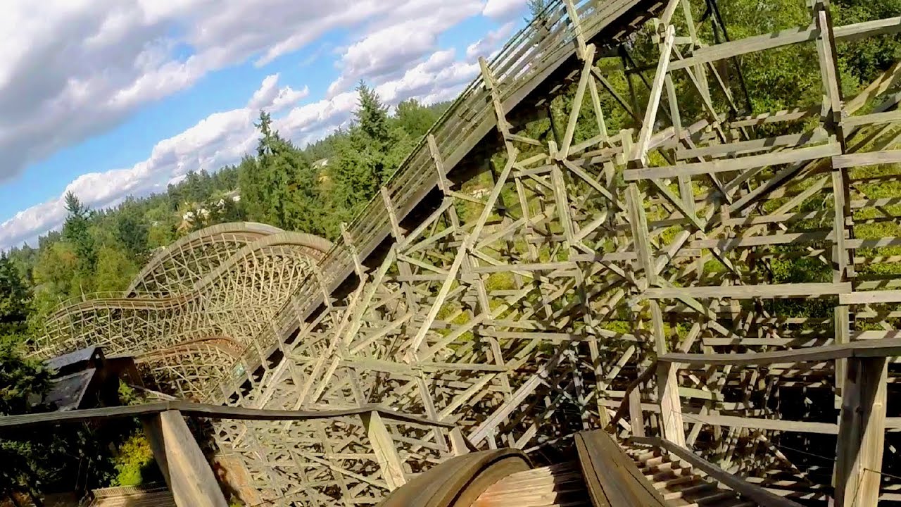 Timberhawk: Ride of Prey front seat on-ride HD POV @60fps Wild Waves ...