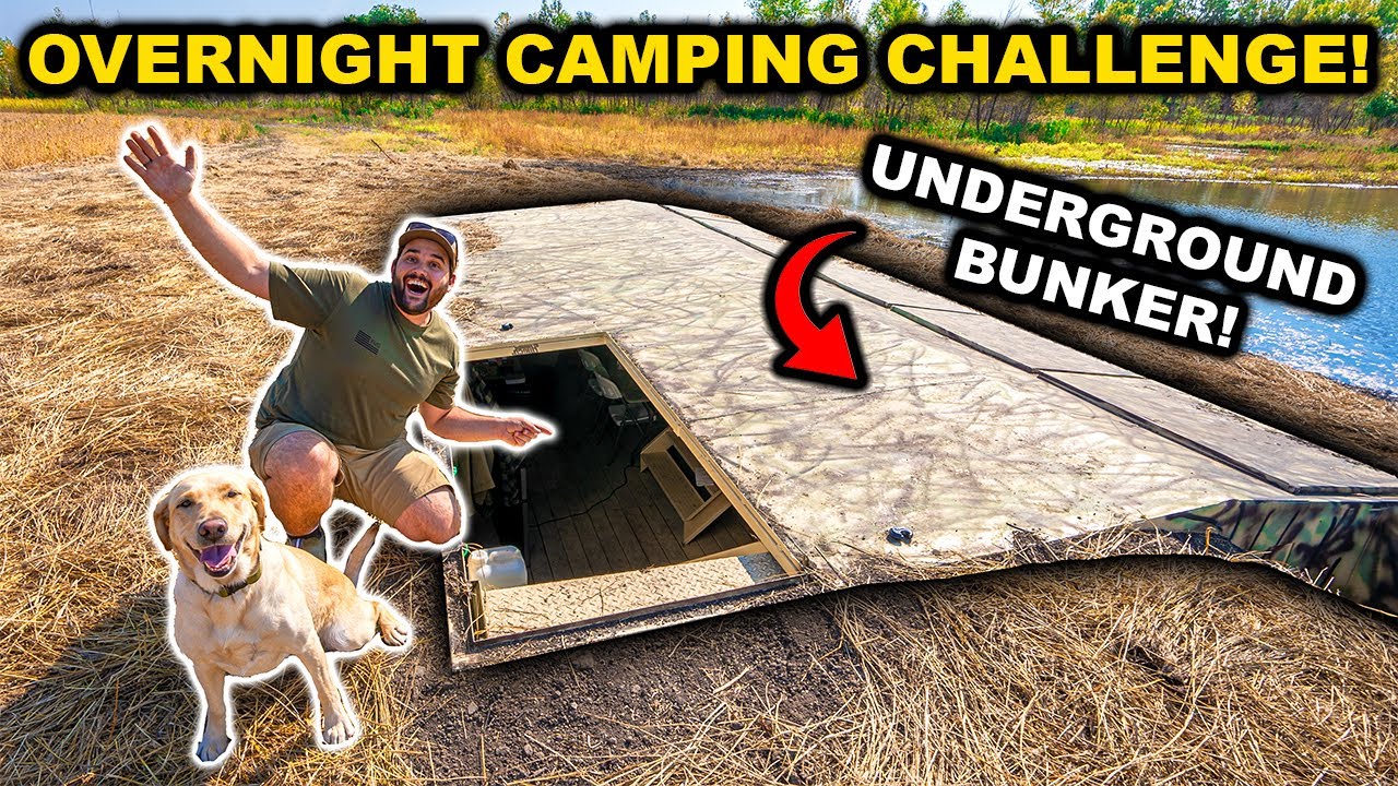 OVERNIGHT Camping INSIDE the Hunting BUNKER!!! - YouTube