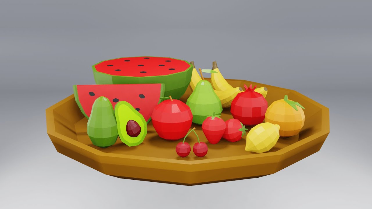 3D Low Poly Fruits - YouTube