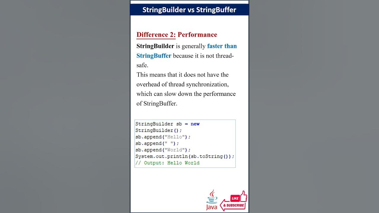 Difference between String Builder and String Buffer #java #techinterviews #interviewpreparation ...