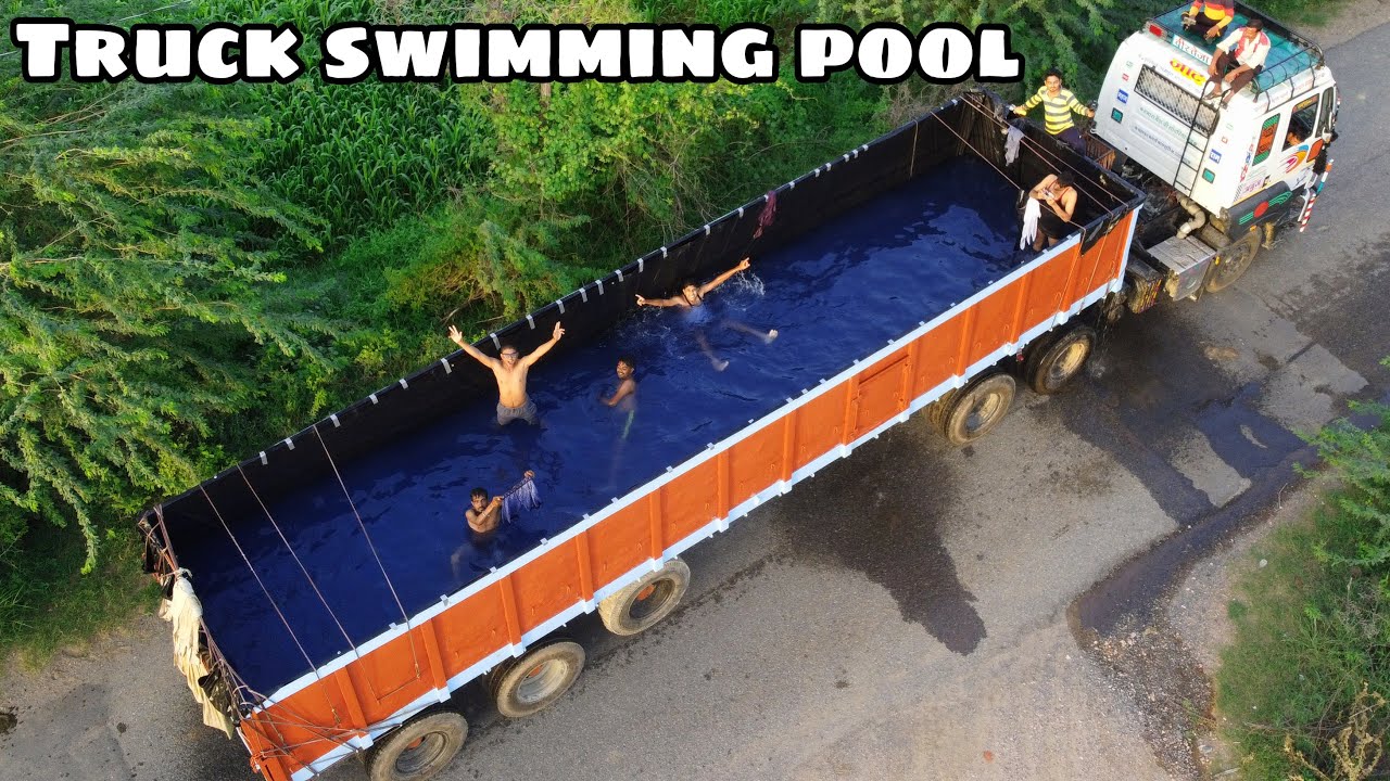 World's largest truck swimming pool ever - YouTube
