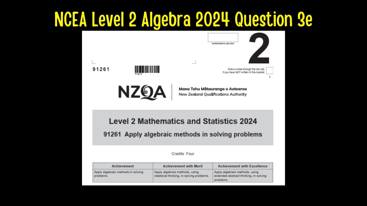 NCEA LEVEL 2 Algebra Question 3e - YouTube