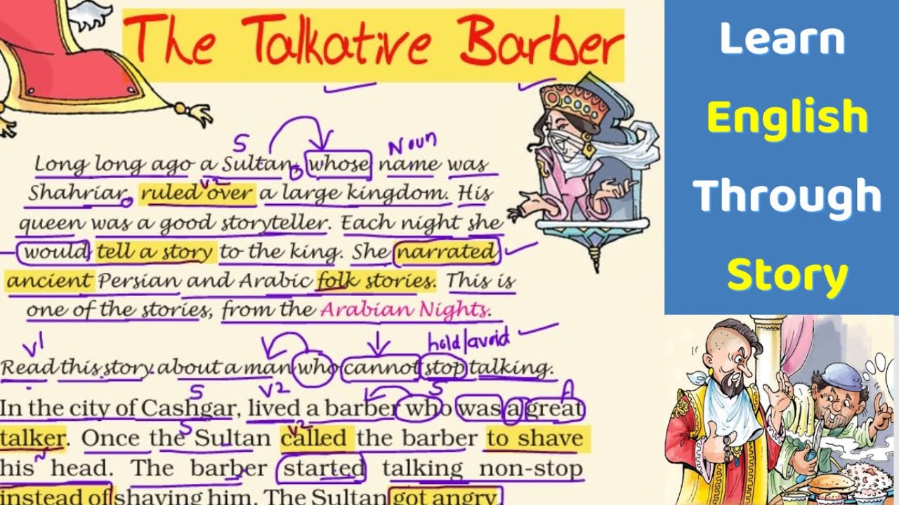 The Talkative Barber Story || Class 5 English || Learn English Through ...