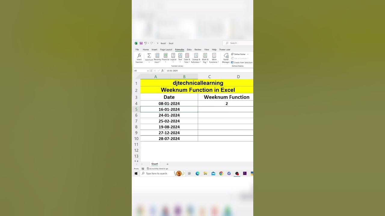 Weeknum Function In Excel Exceltips Exceltech Excelfansonly Dataentry Tutorial 