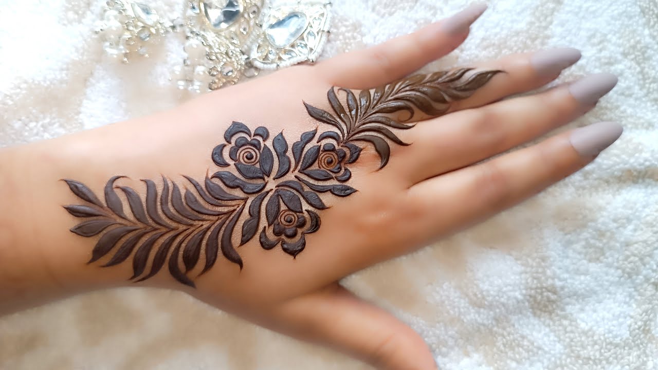 Very Easy Leaf Vines Mehndi Design | Simple Back Hand Henna Mehndi ...