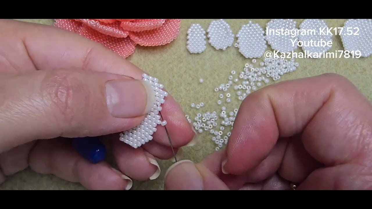 Beaded Rose flower tutorial part 5 - YouTube