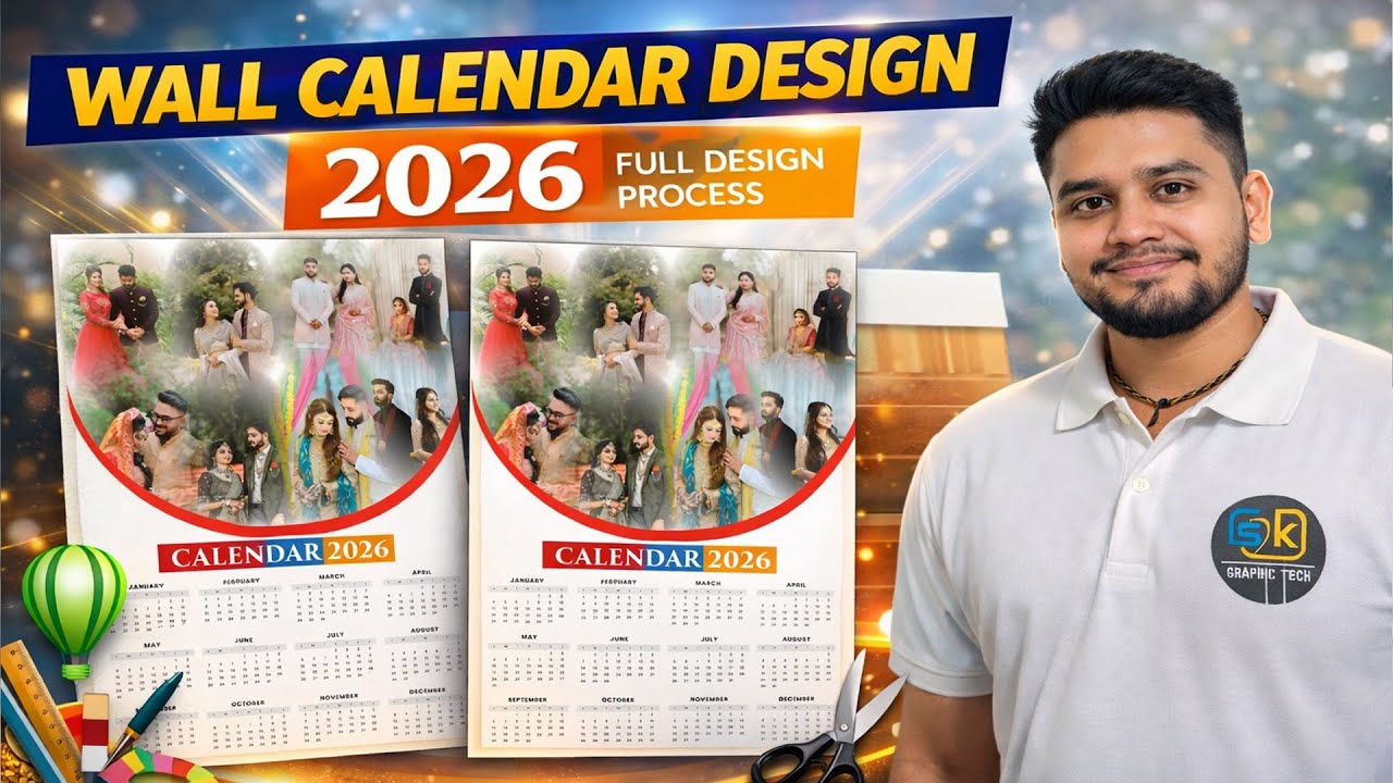 Wall Calendar Design 2026 in CorelDRAW | Complete Calendar Design ...
