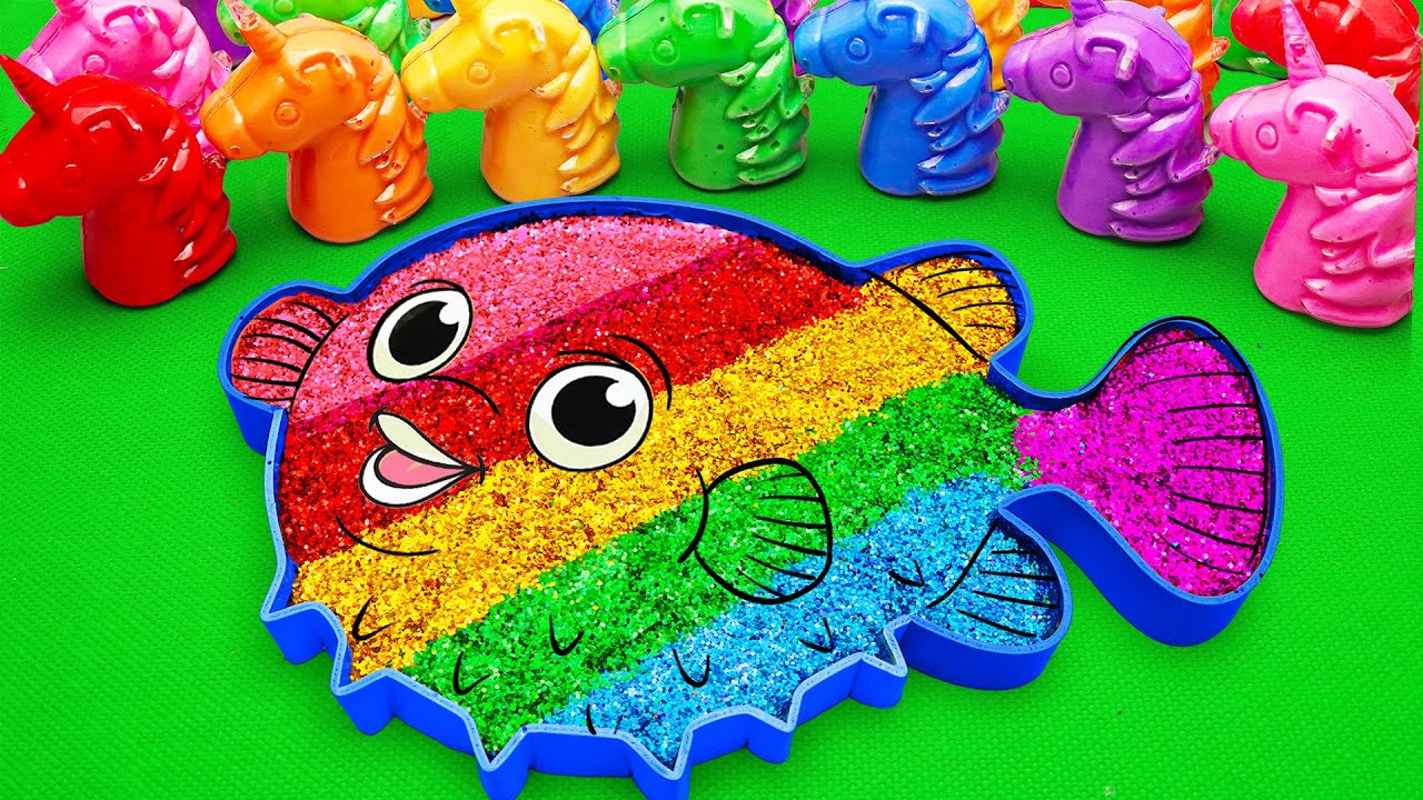 Satisfying ASMR | DIY Make Glitter Puffer Fish Bathtub by Mixing SLIME ...