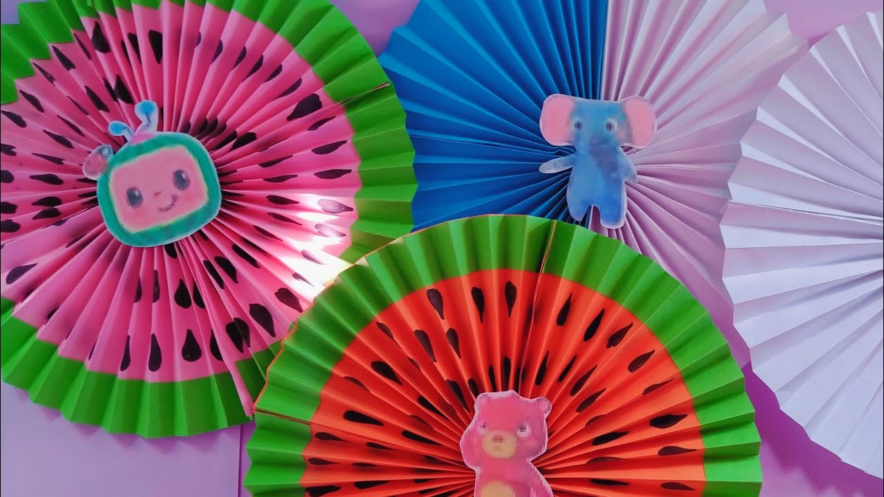 cocomelon birthday theme DIY paper fan , birthday party decorations ...