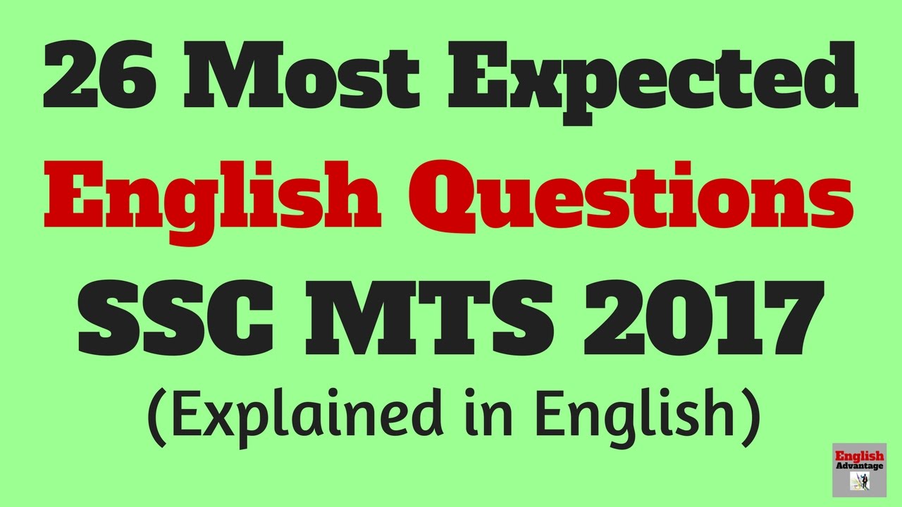 ssc mts preparation 2017 | mock test in English | 26 Imp. Questions ...