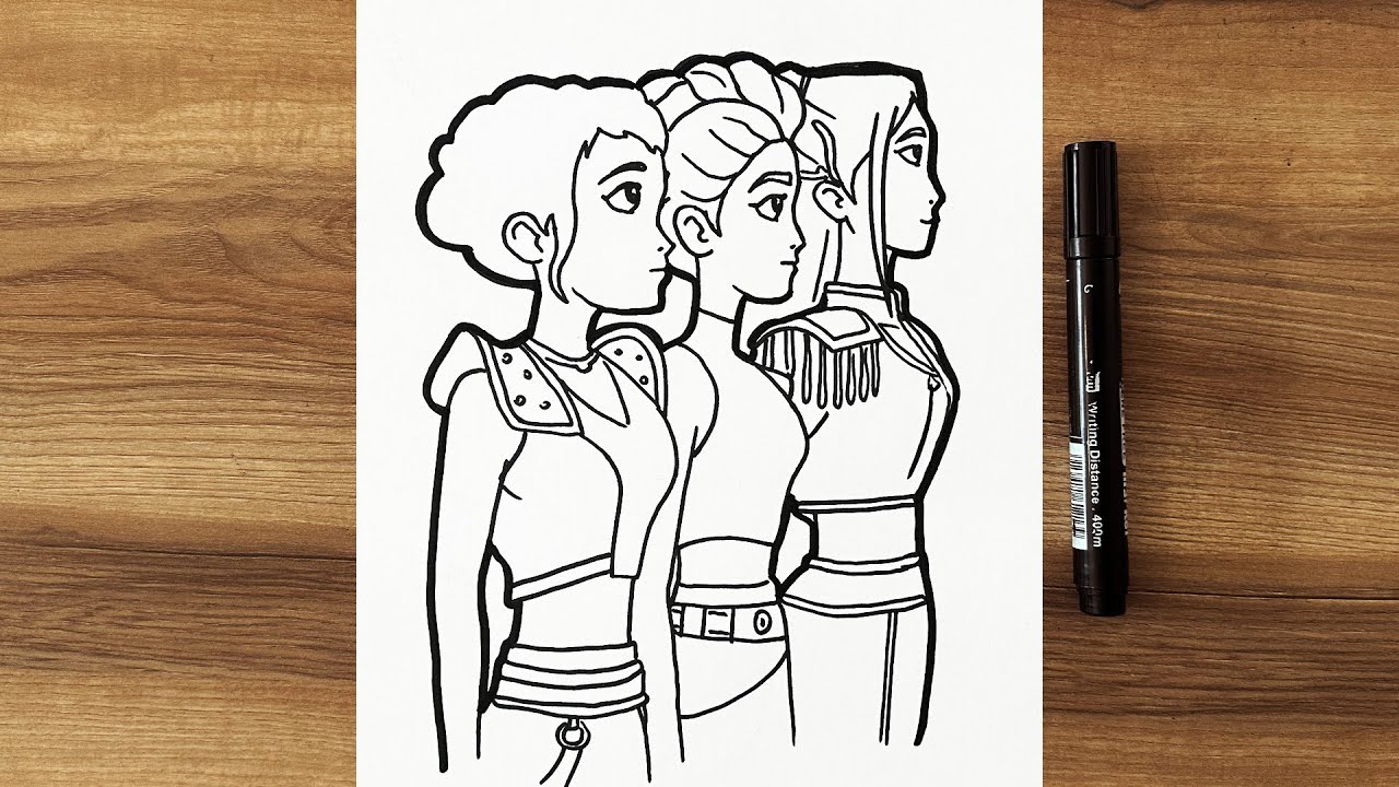 How to draw Huntrix || KPop Demon Hunters Rumi, Zoey & Mira - YouTube