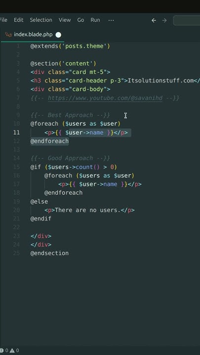 Laravel Tips (6): @forelse directive of blade template #laravel #shorts #tips - YouTube