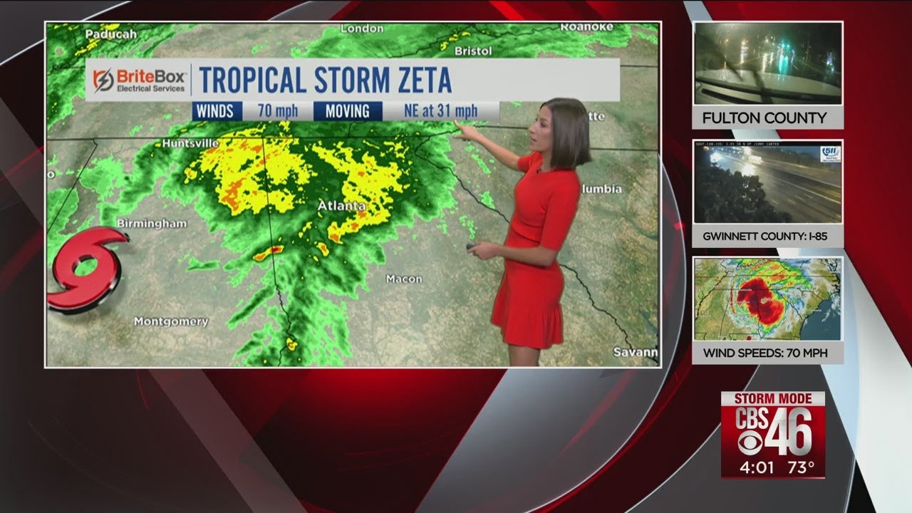 Zeta, now a Tropical Storm, ripping through metro Atlanta - YouTube