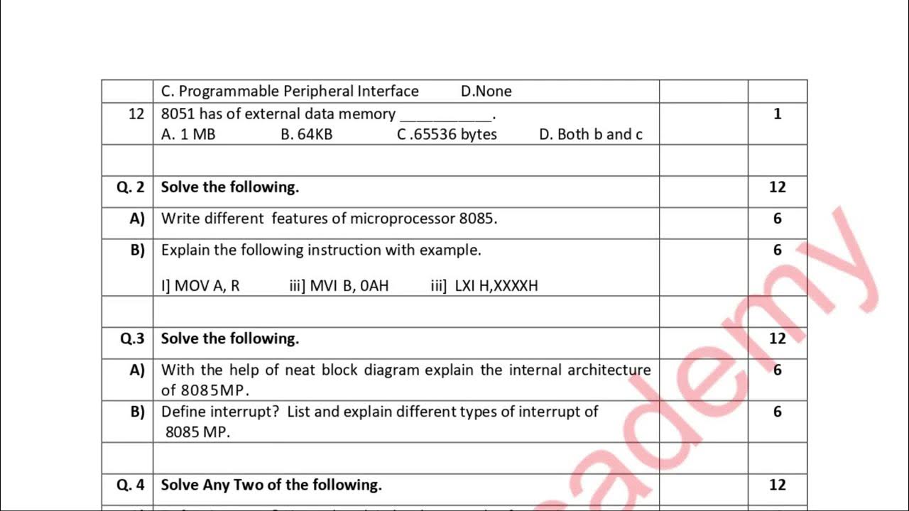 BTBM602 | MPMC | DBATU | Microprocessor & Microcontroller| Previous Question Paper | Winter 2024 ...