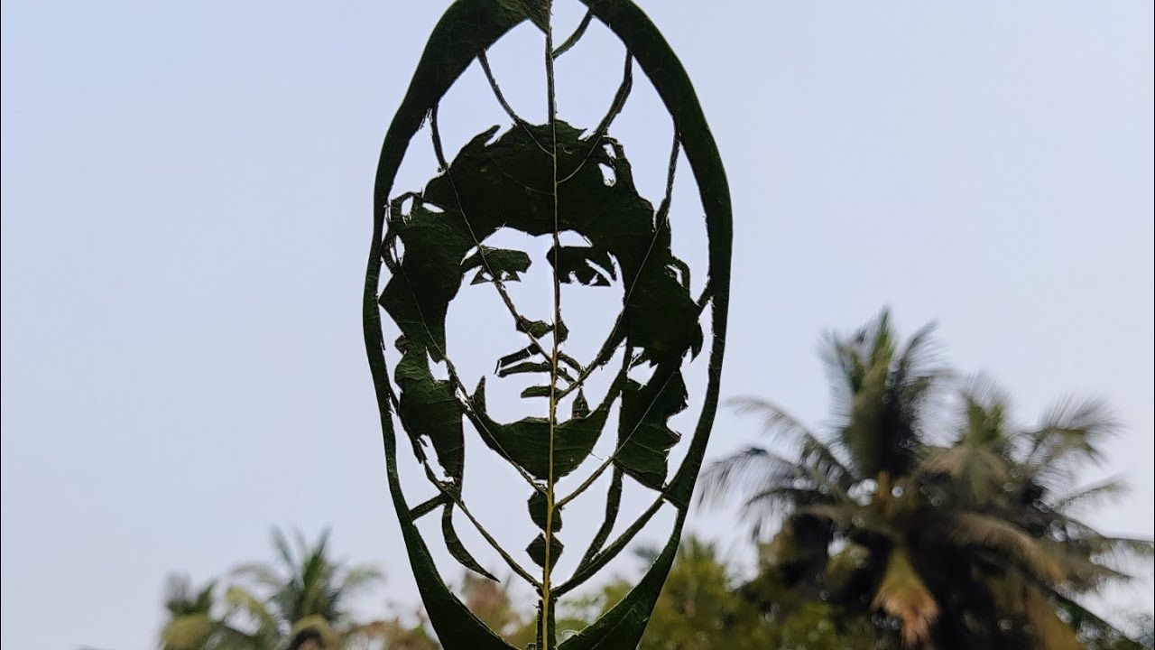 How To Draw Legendary Footballer Maradona On A Tree Leaf | কিংবদন্তি ...