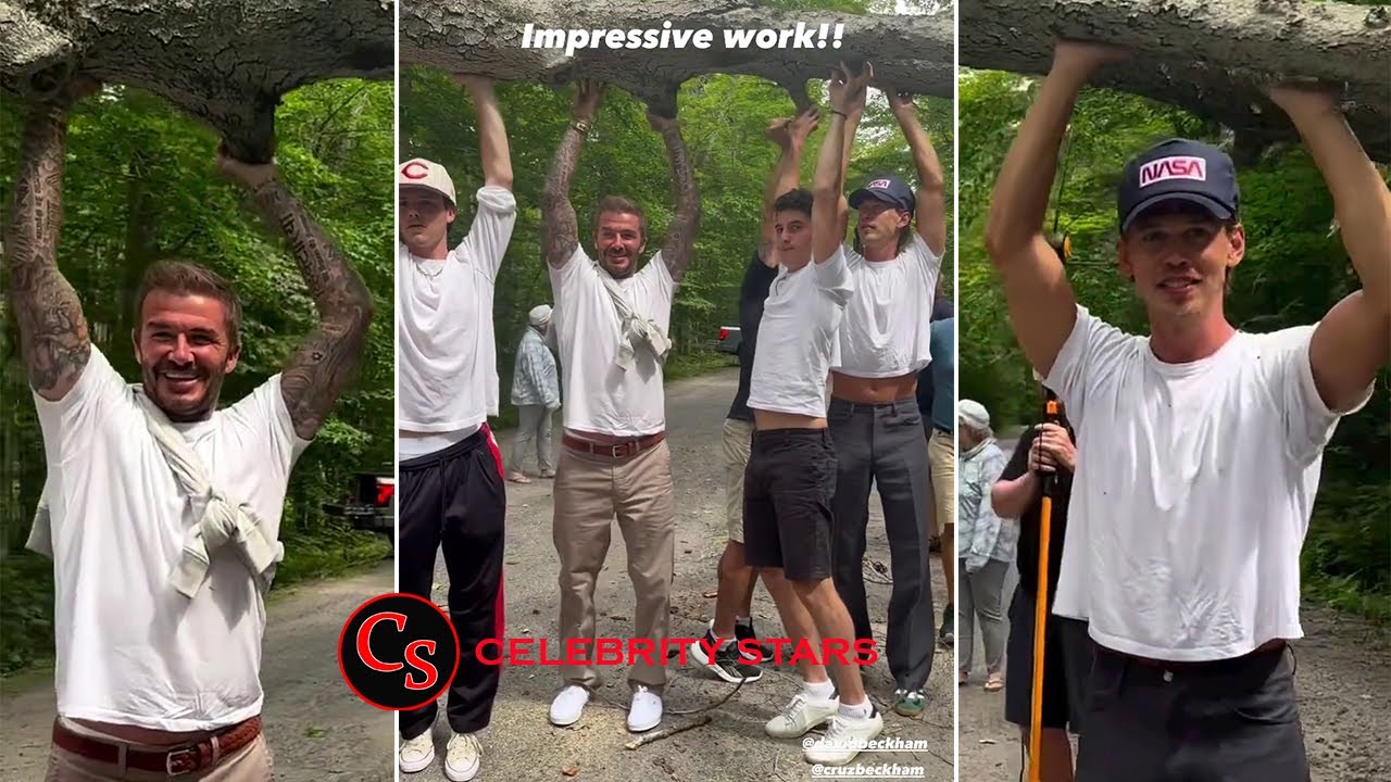 David Beckham Lifting a Tree Joining With Austin Butler - VIDEO - YouTube