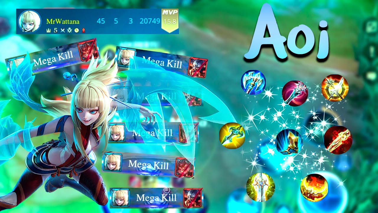 Rov | Aoi | เช็ตไอเทมสุดโกง เก็บ Mega Kill 6 รอบ!! - YouTube