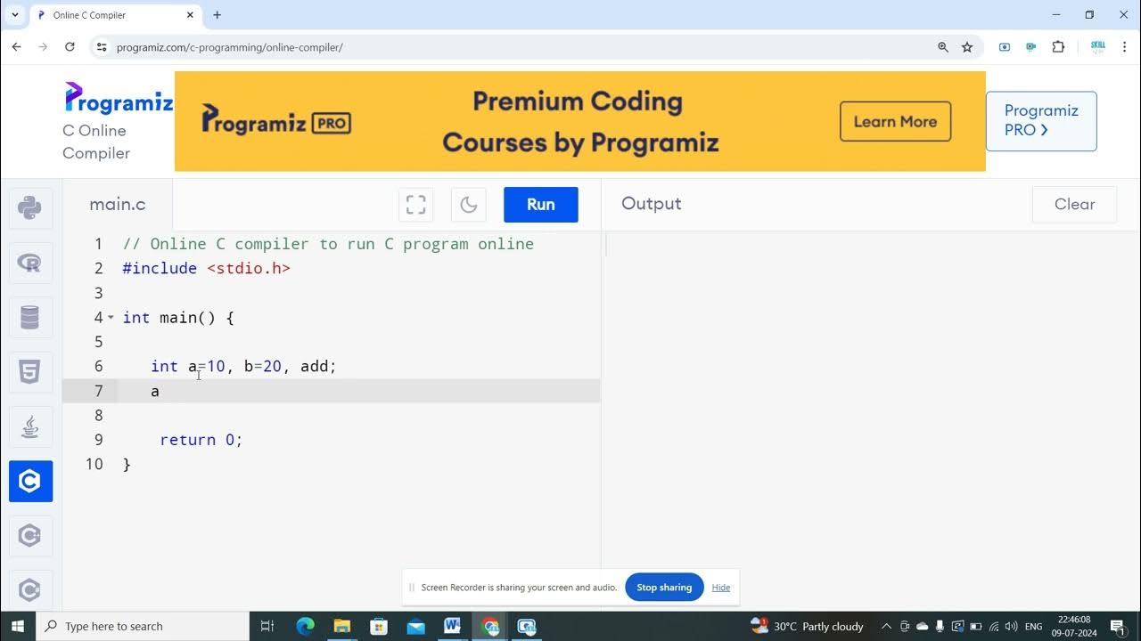 Addition of two numbers Programming with C - YouTube