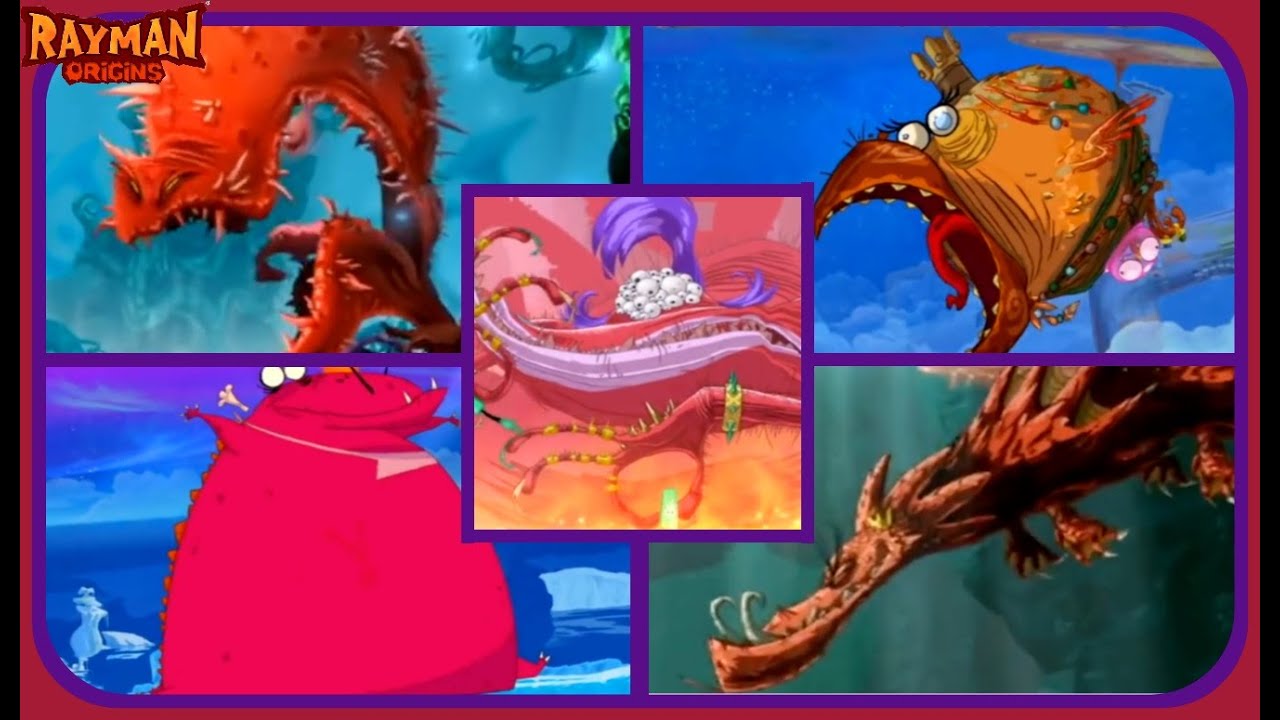 Rayman Origins - All Boss Encounters - NO DAMAGE!! - YouTube