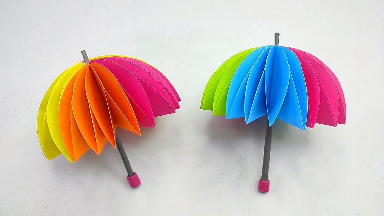 How to Make Paper Umbrella Easily - Paper Umbrella Crafts -DIY Paper ...