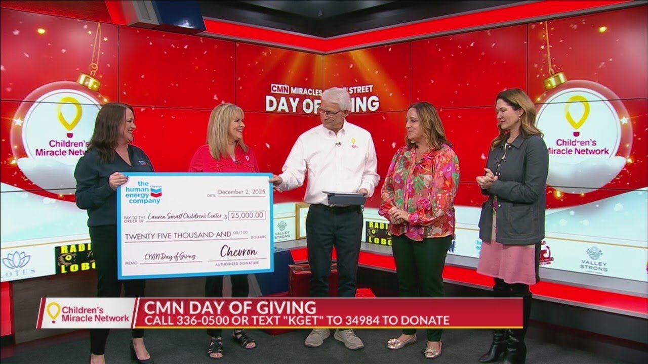 Chevron presents $25,000 check on CMN Day of Giving - YouTube