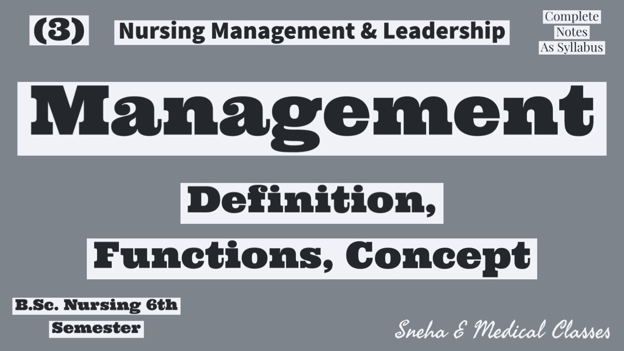 Management !! Definition, Functions, Concept !! Hindi !! Nursing ...