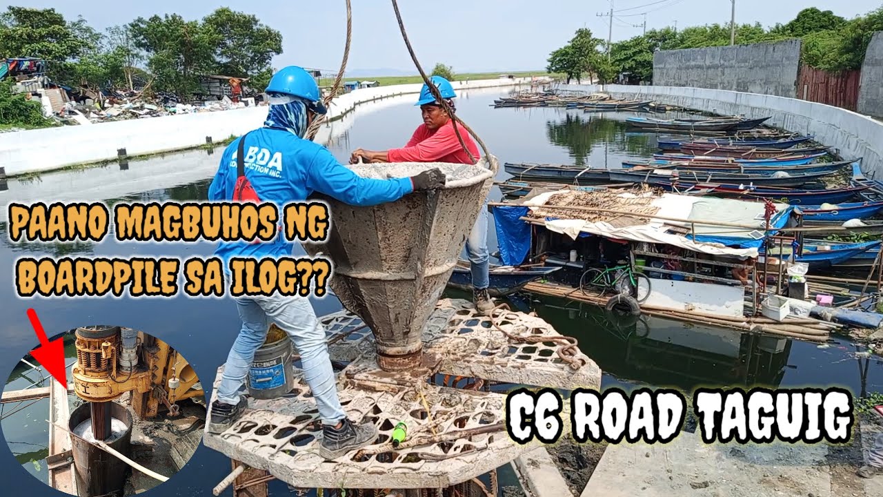 Paano magbubos Ng boardpile sa ilog? @ c6 road taguig - YouTube